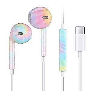 XNMOA Type C Wired Earbuds Headphones with Microphone,USB C Earphones with Volume Control&Support Call,Compatible with Samsung Galaxy S23 Ultra, S23+, iPad Pro MacBook,Most USB C Devices,Colorful