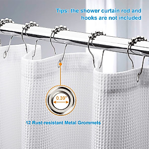 AmazerBath Waffle Shower Curtain, Heavy Duty Fabric Shower Curtains with Waffle Weave Hotel Quality Bathroom Shower Curtains, 72 x 72 Inches