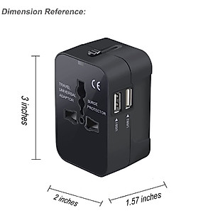Vishui Premium Travel Adapter, Portable Universal All in One Worldwide Power Adapter, European Travel Plug Adapter, Power Converter Adapter, for AC Power Plug, Car Power, with Dual USB Charging Ports