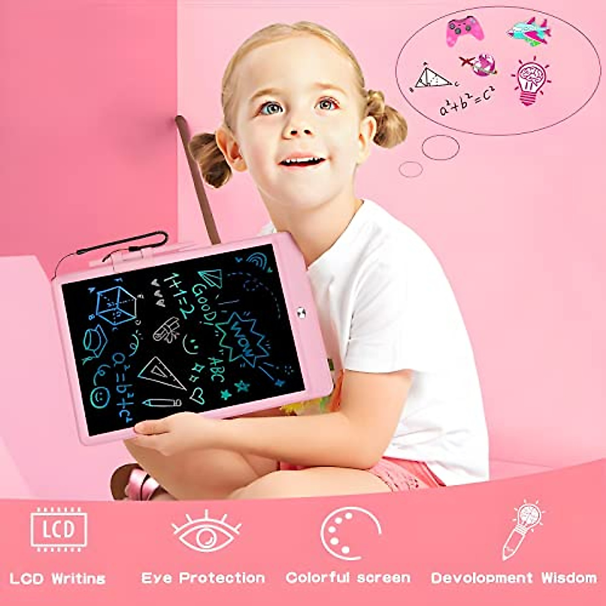 2 Pack LCD Writing Tablet Drawing Writing Board Erasable Doodle Pad Toy for Kids Learning Education 8.5 inch Blue and Pink