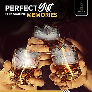 Cocktail Smoker Kit with Torch, Whiskey Stones, Bourbon Smoker Kit for Cocktail & Drinks, 4 Flavors Wood Chips. Whiskey Smoker Infuser Kit with Silicon Gasket for Bartender & Home Bar Accessories