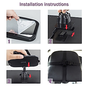 UYYE Baby Car Mirror, Adjustable Car Seat Mirror, Safety Car Seat Mirror for Rear Facing Infant,Shatterproof Baby Mirror for Car Interior Accessories-Black