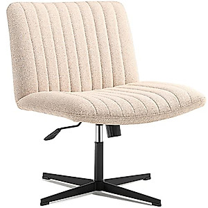 LEAGOO Fabric Padded Armless Home Office Desk Chair, 120° Rocking Mid Back Ergonomic Chair Computer Task Chair, Swivel Vanity Chair with No Wheels (Mixed Color)