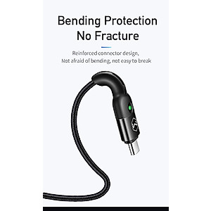 mcdodo [Type-C] Anti Winding Cable, Quick Charge QC 4.0 USB C Charging Data Coiled Cable Nylon Braided LED Compatible with Phone 15/15 Pro Max/Samsung Galaxy S20 S10 S9 S8 Plus Note10 LG Google Pixel