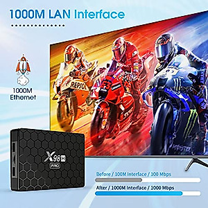 Android TV Box 12.0, X98H PRO Smart TV Box H618 4GB 32GB Support 2.4G/5.8G WiFi6 1000M Ethernet LAN Bluetooth 5.0 3D/6K Video Android Box Set Top TV Box