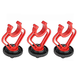 BOYA Triple Mount Brackets ABS Plastic with Shoe Mount Adapter in Red & Black for BY-MM1 Mini Cardioid Shotgun Microphone and other Brand Similar Shotgun Microphones (3 pack)