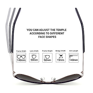 COLOSSEIN Aviator Polarized Sunglasses for Men Stainless Steel Frame with Handcrafted Legs UV400 Lenses Driving Outdoor Eyewear (Black/Champagne Gold)