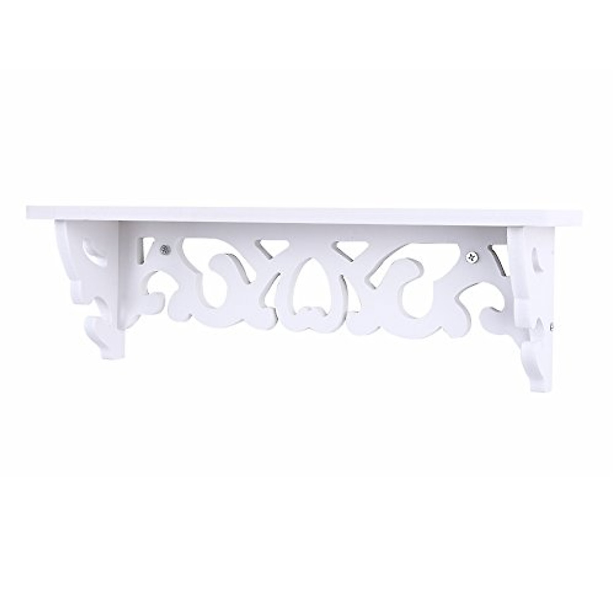 Yosoo White Wooden Chic Filigree Style Decorative Floating Wall Shelf, Cutout Design Shelves (Small)