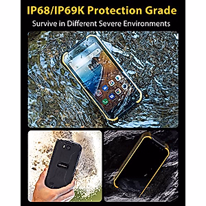 Ulefone Rugged Smartphone Unlocked, Armor X6 Pro(2022) IP69K Waterproof Phone, Android 12 8GB+32GB, 13MP+5MP, 5.0 inch, 4000mAh Battery, Global Dual 4G, NFC, Face ID Compass+GPS Shockproof (Orange)