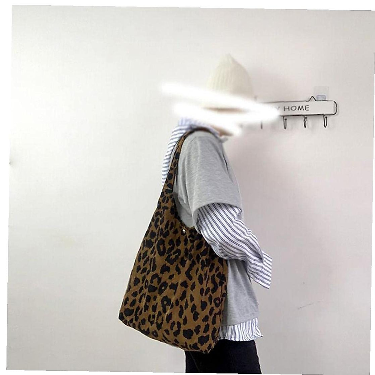 Froiny Leopard Printed Shoulder Bag Soft Large Tote Purse Handbag Travel Satchel Shopping Bag for Women