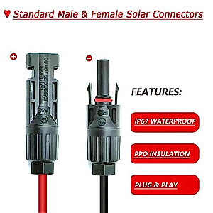 Magiktech Solar to XT60 Charge Extension Cable 12AWG Solar Connector to XT60 Adapter Cable for XT60 Input Port Portable Power Station & Solar Generator (12AWG 12FT)