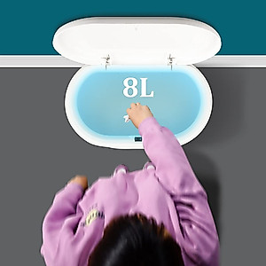 boxfan 8 Liter Rectangular Plastic Trash Can Wastebasket with Press Type Lid,1.8 Gallon Garbage Container Bin for Bathroom,Powder Room,Bedroom,Kitchen,Craft Room,Office (Black 8L)