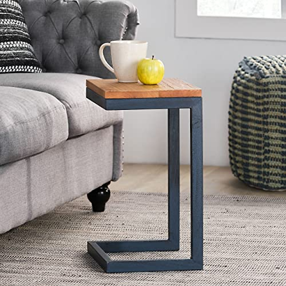 Christopher Knight Home Darlah Small Firwood Antique Table, Antique, Antique Natural and Black With Blue, 10.25”D x 12.75”W x 19.50”H