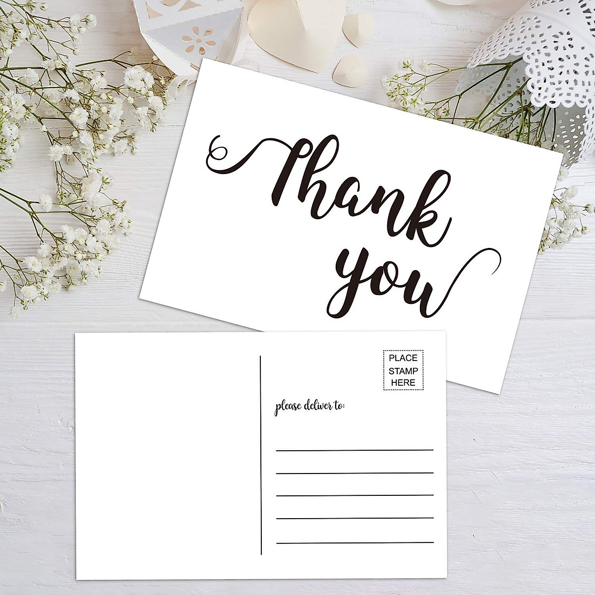 Antgiftshop 50 Thank You Postcards-Blank Thank You Note Card for Wedding, Bridesmaid, Bridal or Baby Shower, Teachers, Business a Great Way just to say Thanks! 4 x 6 inch