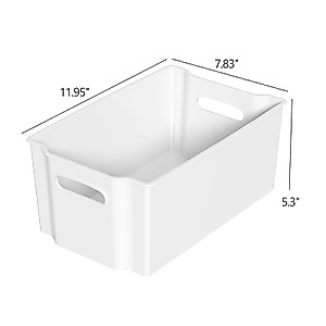 Hommp 4-Pack Plastic Storage Bin, Stackable Pantry Organizer Bins, White