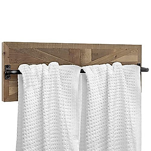 Autumn Alley Rustic Farmhouse Towel Rack – Stunning Barn Wood Farmhouse Bathroom Decor for Wall – Expertly Inlaid Wood with Matte Black Bar for Rustic Bathroom Decor