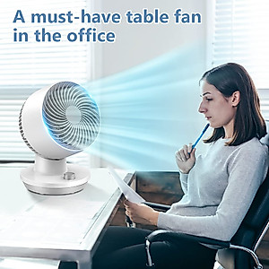 LifePlus Small Air Circulator Fan, Desk Fan 90° Tilt & 52° Oscillating, Portable Table Fan with 3 Speeds Powerful Airflow Perfect for Bedroom Dorm Office, White