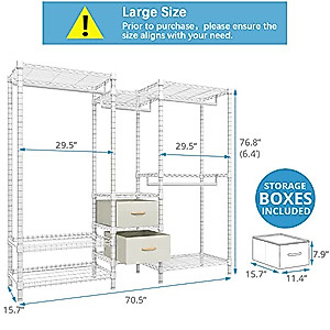 VIPEK V8i Metal Garment Rack Adjustable Clothes Rack with Fabric Storage Drawer Shoes Rack Freestanding Wardrobe Organizers Heavy Duty Clothing Rack for Hanging Clothes, White