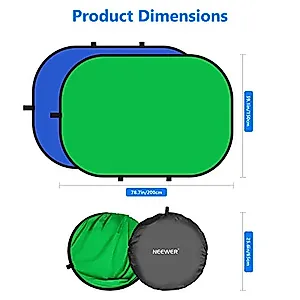 Neewer Chromakey Backdrops, Double-Sided Green Screen and Blue Screen, 2-in-1 Collapsible and Reversible Background for Photography, Gaming and Live Streaming, 5’×6.6’/1.5m×2m