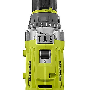 Ryobi P251 One+ 18V Lithium Ion 750 Inch Pound Brushless Hammer Drill Driver w/ 3 Drilling Modes, 24 Position Clutch, and Ergonomic Handle