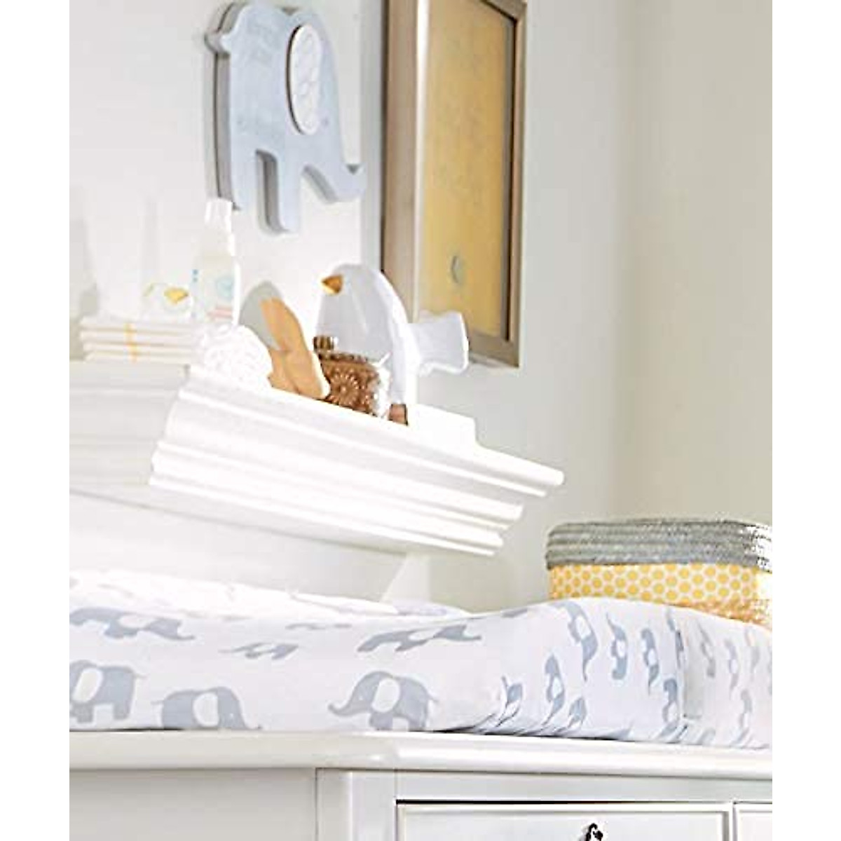 Wendy Bellissimo Velboa Contoured Diaper Pad Cover for Diaper Changer (32x16x6) - Elephant in Grey & White