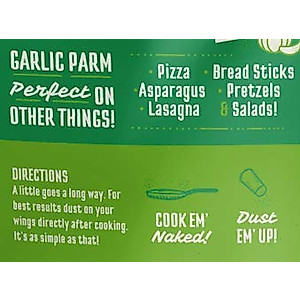 Kosmos Q Garlic Parmesan Wing Dust - 5 Oz Bag for Wings, Popcorn & More - Dry BBQ Rub with Real Garlic & Parmesan Cheese for Savory & Smoky Flavor (Garlic Parmesan)