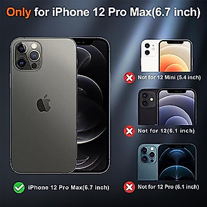 SUPFINE Magnetic for iPhone 12 Pro Max Case (Compatible with MagSafe) (12 FT Military Grade Drop Protection) 2X(Tempered Glass Screen Protector and Camera Lens Protector) Non-Slip Case, Deep Blue