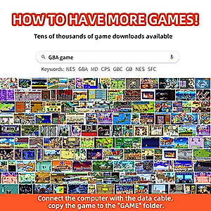 Handheld Game Consoles for Kid and Adult, 5.1 Inch HD Screen Dual Joystick with 8GB 3000+ Free Games GBC/GBA/FC/MD/Arcade, Support TV Out/Movie/Video/Music/Record/Save Game Progress, (Black)