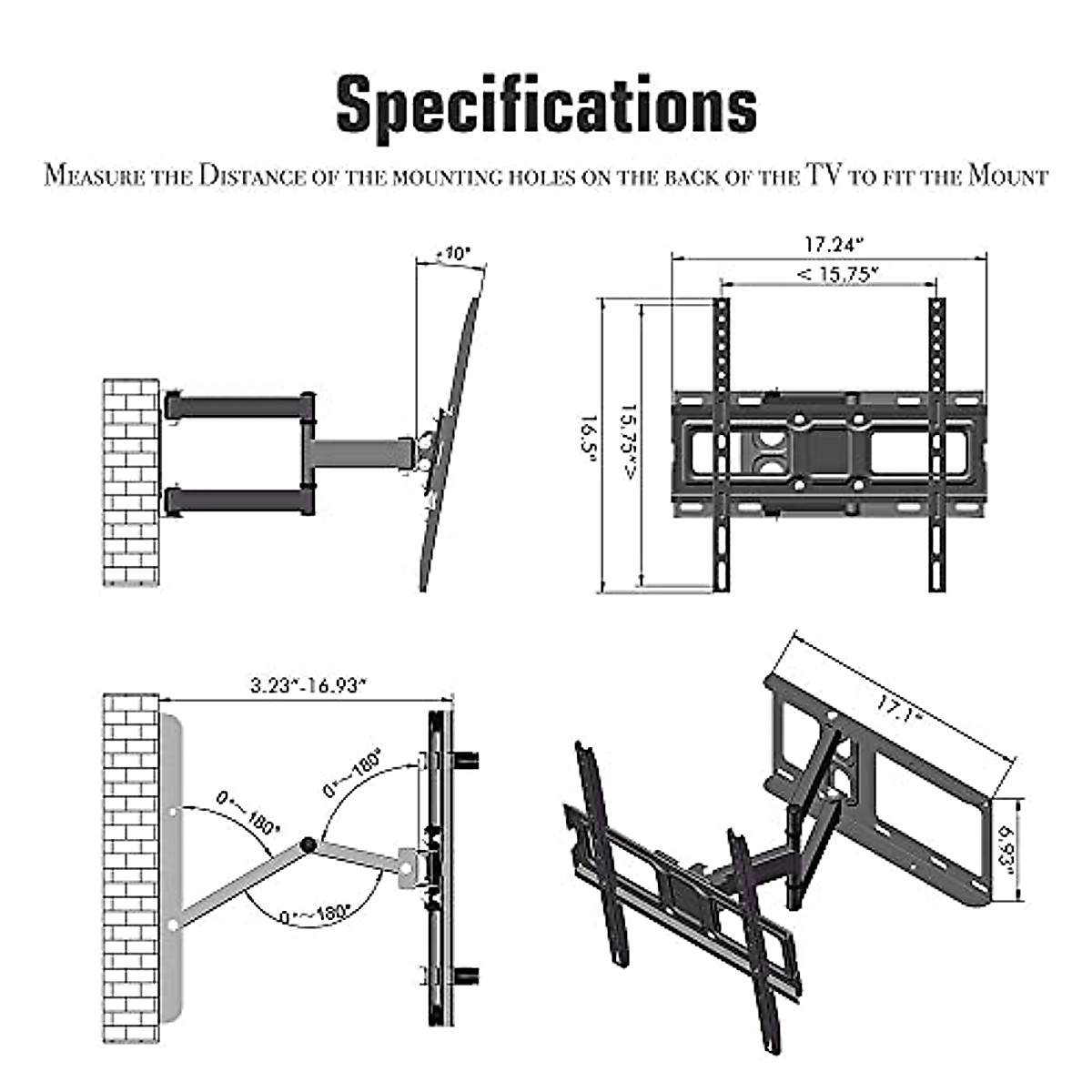 Stainless Steel Universal TV Wall Stand Base for Most 32-60 Inches Flat Curved TVs,TV Wall Box Shelf up to 35KG Tilting Height Adjustable, Max VESA 400x400mm