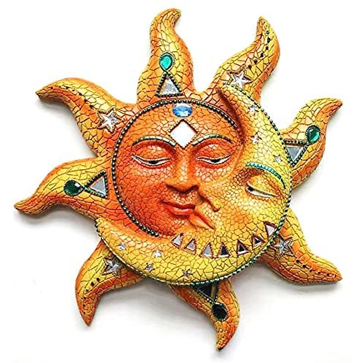 George S. Chen Imports Polyresin Mosaic Celestial Moon Wall Decor Sun Hanging for Indoor Outdoor Home Garden (Large, 63151-1)