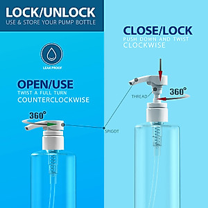 Bar5F 16-Ounce Emoty Plastic Shampoo and Conditioner Pump Bottles, BPA-Free, Crystal-Clear, Ideal for Lotion, Body Wash, Cream, Liquid Soap, Shower, Guest Room, 3-Pack