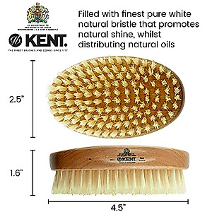Kent MC4 Finest Men's Hair Brush And Facial Brush For Beard Care - Exfoliating Natural Boar Bristle Brush For Mens Grooming, Scalp Brush, Royalty Brush, And Beard Straightener For Men's Skin Care