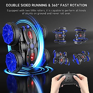 ifollower Remote Control Car,RC Cars Toy All Terrain Off Road 4WD Double Sided Running RC Crawler, 360° Rotation & Flips 2.4GHz RC Stunt Car Birthday Gift for Boys & Girls Aged 4 5 6 7 8 9 10 11 12