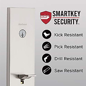 Kwikset Vancouver Front Door Lock Handle and Deadbolt Set, Entry Handleset Exterior with Interior Reversible Lever, Satin Nickel, Pick Resistant SmartKey Rekey Deadbolt Security