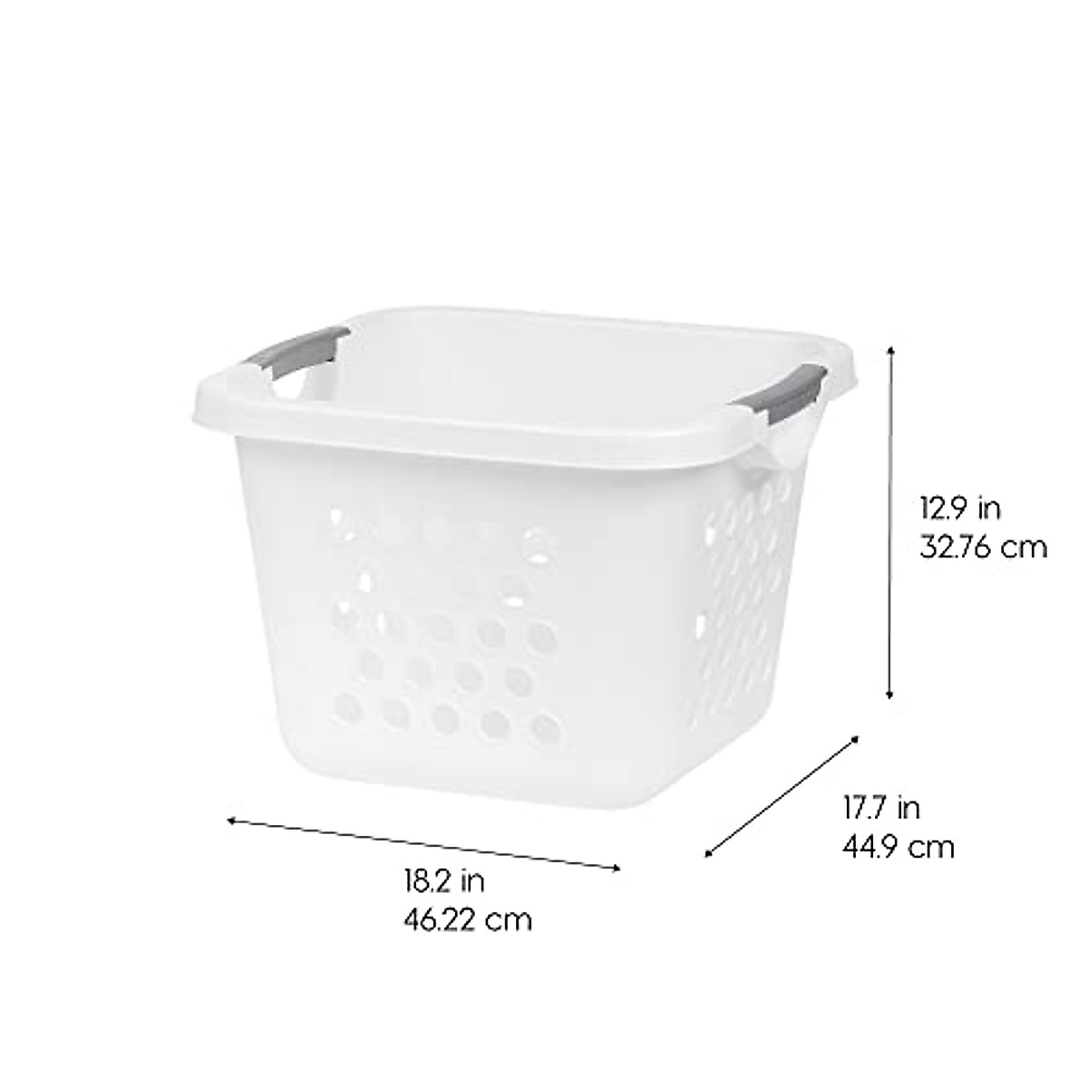 IRIS USA 30L Plastic Laundry Basket Hamper Organizer with Built-In Comfort Carry Handles, 2 Pack, Clothes Hamper, Laundry Hamper for Dorm Laundry Room Bedroom, Nestable, Ventilation Holes, White