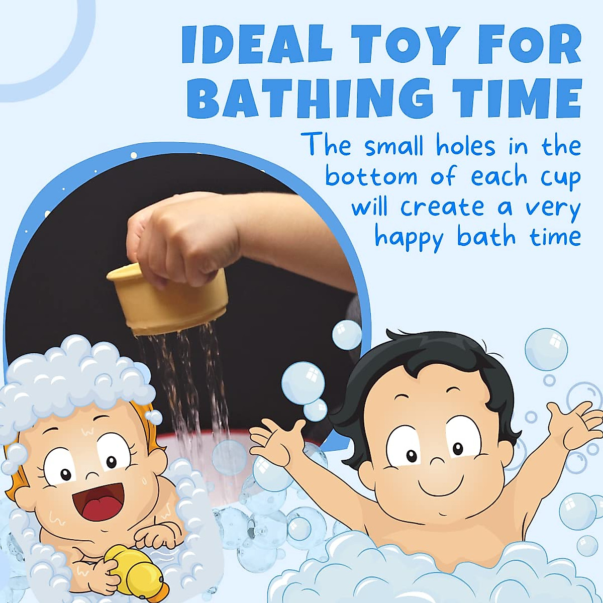 NEAFRON 8 PCS Baby Stacking Toys for Toddlers 1-3, Nesting Cups, Early Educational Development Baby Stacking Cups, Bathing Toys for Boys and Girls