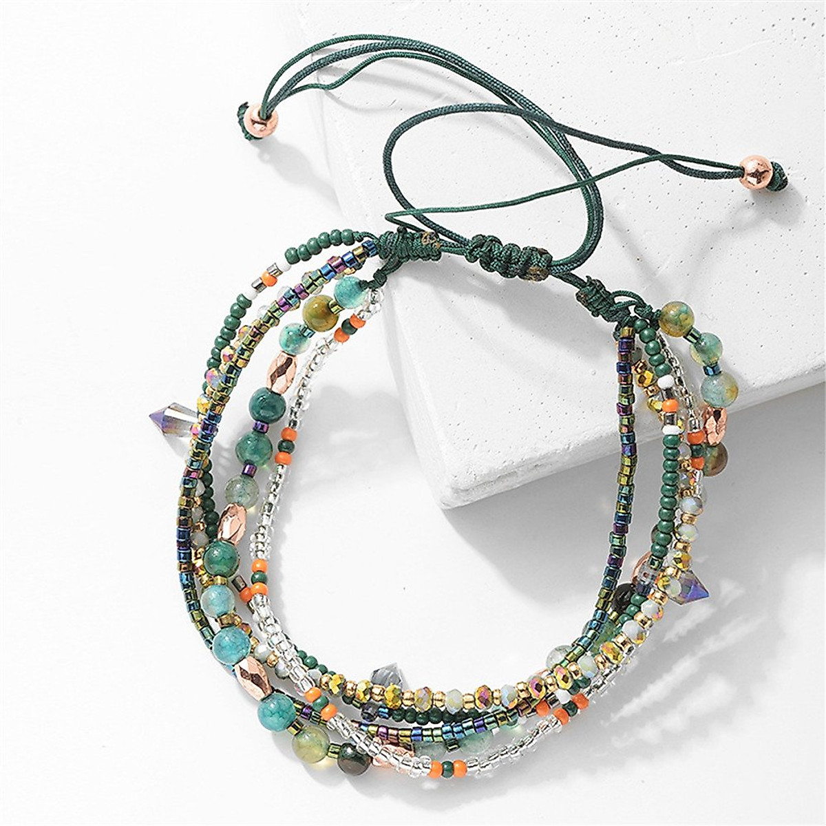 JOYA GIFT Handmade Adjustable Wrap Bracelet Bohemian String Braided Beads Anklets Gifts for Women