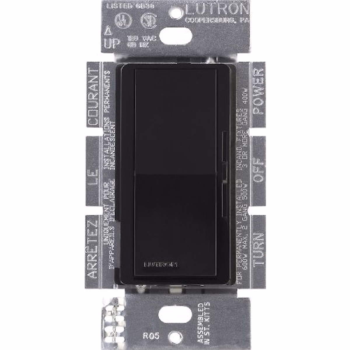 Lutron DVLV-600P-BL Diva Magnetic Low-Voltage Dimmer, Black