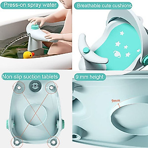 Morefeel Baby Bath Seat,Baby Bathtub Seat for Baby Sit up Shower Chair,Infant Bathtub Seat for Babies 6 Months & Up,Non-Slip Soft Mat,Adjustable Backrest Support,Secure Suction Cups,Green