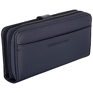 Stone Mountain Ludlow Navy SLG Zip Around Leather Clutch Wallet