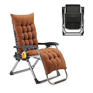 GYUTEI Zero Gravity Chairs,Adjustable Reclining Lounge Chair with Removable Cushion and Cup Holder for Indoor and Outdoor,Supports Over 440lbs(Coffee)