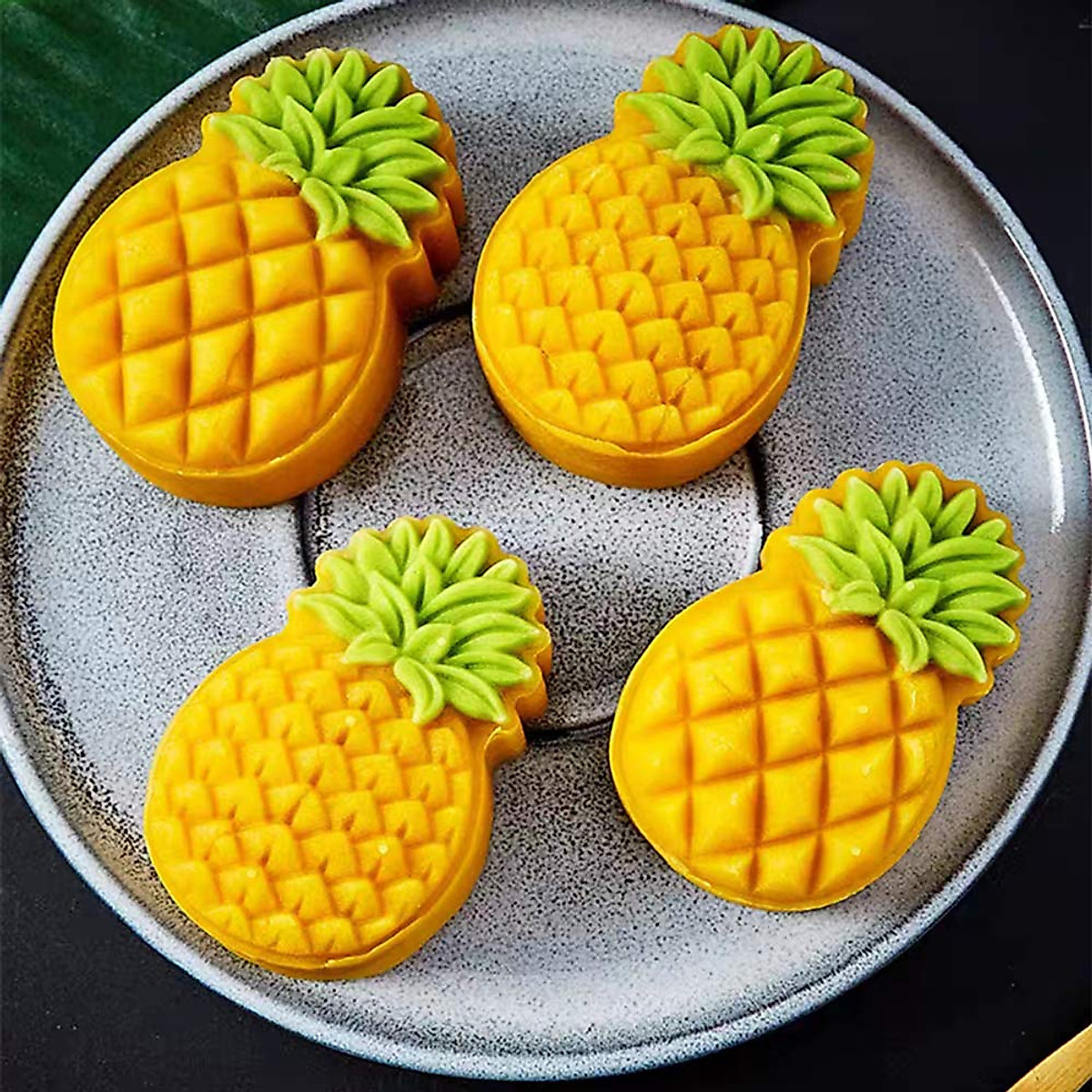 2pcs 25g Cookie Stamps Pineapple Shape, Thickness Adjustable Moon Cake Mold Set Festival DIY Hand Press Cookie Dessert Cutter Pastry Decoration Tool Maker