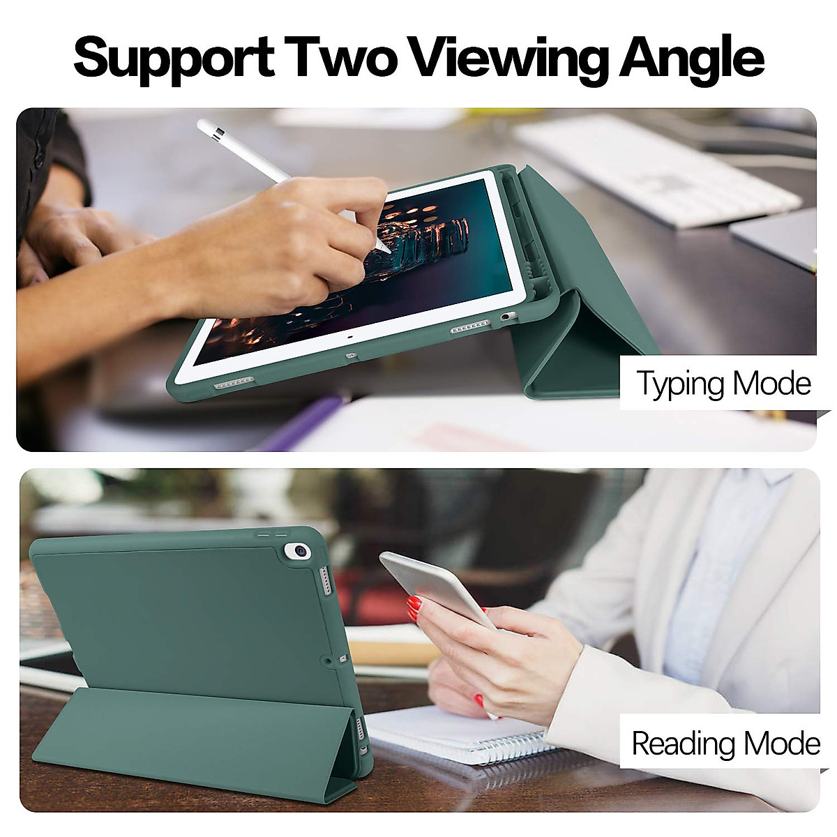 BENTOBEN Case for iPad Air 10.5" (3rd Gen) 2019 / iPad Pro 10.5" 2017 with Pencil Holder, Premium Protective Tablet Case Slim Soft TPU Back Smart Cover Auto Sleep/Wake for Apple iPad Air 3, Dark Green