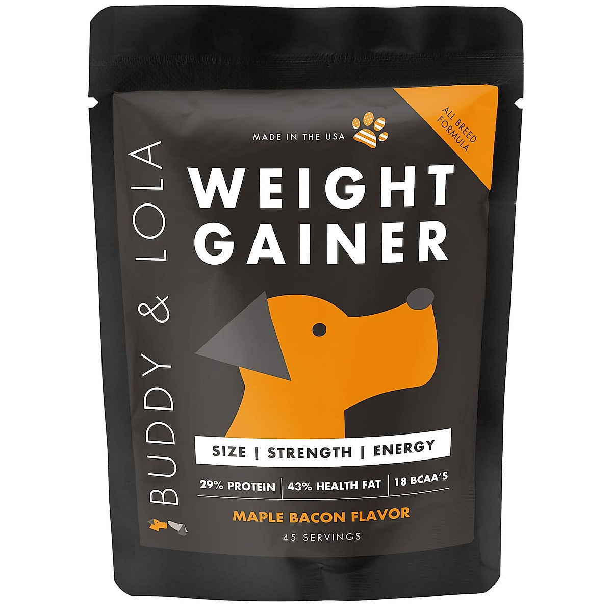Buddy & Lola Dog Weight Gainer - Dog Supplement for Weight Gain - Dog Protien Powder for Max Muscle Builder, High Calorie Supplement for All Dogs & Breeds inc Bully. Pro Food Topper - Made in The USA