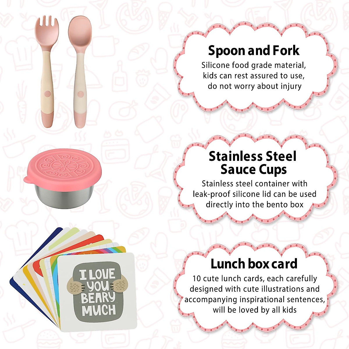 wiwens Bento Lunch Box for Kids with 12oz Soup Thermo Leak-Proof Lunch Food Container with 5 Compartment Thermo Hot Food Jar and Insulated Lunch Bag for Kid Toddler Girls Boys to School