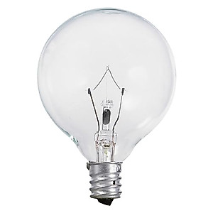 Sylvania Incandescent 25W G16.5 Decor Globe Light Bulb, E12 Candelabra Base, Clear Finish 2850K Warm White, 6 Pack