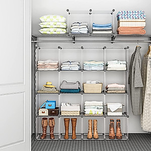 Aeitc Closet Organizer Add Wire Panels Cube Storage Organizer Protable Closet Storage Shelves Cubby Shelving Bookshelf Cube Organizer Storage Cubes, 16 Cubes, White