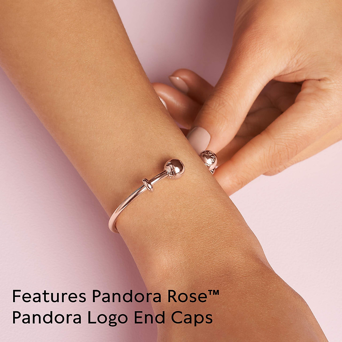 PANDORA Rose Open Bangle, Logo Caps