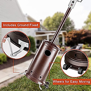 ZIOTHUM 48000 Btu Outdoor Heaters for Patio Propane, Outdoor Heaters for a 15-Foot Diameter Heat Range, Propane Heaters Outdoor with Simple Ignition System, Wheels, Party, Brown