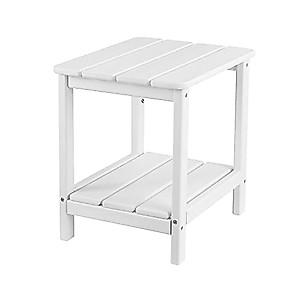 BASCWIHOM Outdoor Adirondack Side Tables, HDPE Weather Resistant Outside End Tables with 2 Shelves for Patio, Backyard, Pool, Indoor Outdoor Companion, Easy Maintenance & Waterproof,